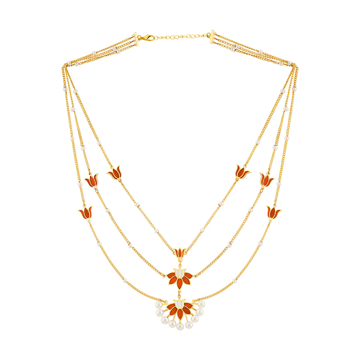 Teejh Kimrika Red and Gold Enamel Necklace