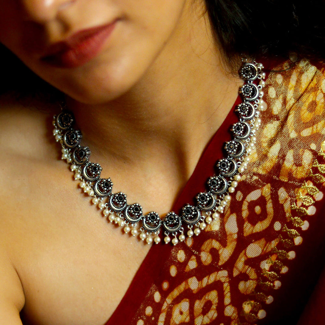 Black oxidized necklace store