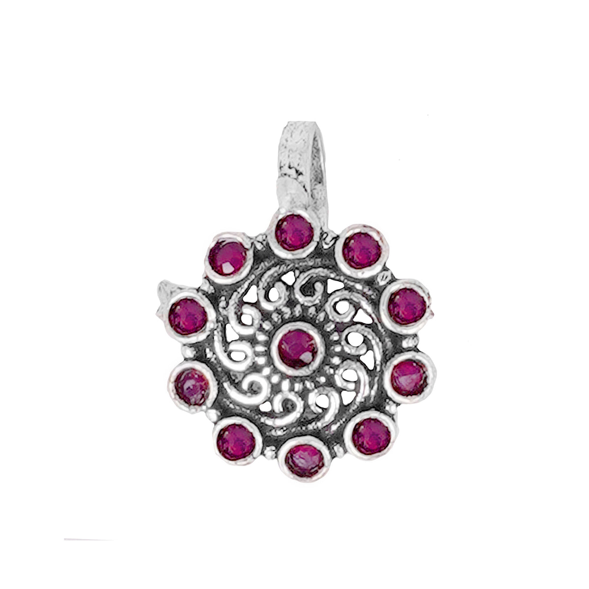 Buy Teejh Ethnic Red Stone Nose Pin Online for Women